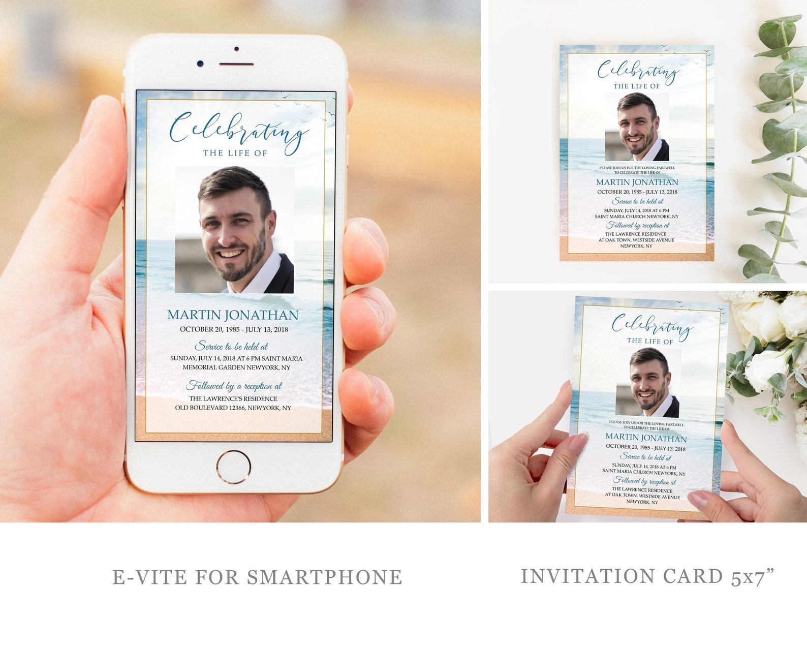 Editable Funeral Bundle Template Sea Beach, Celebration of Life Bundle ...