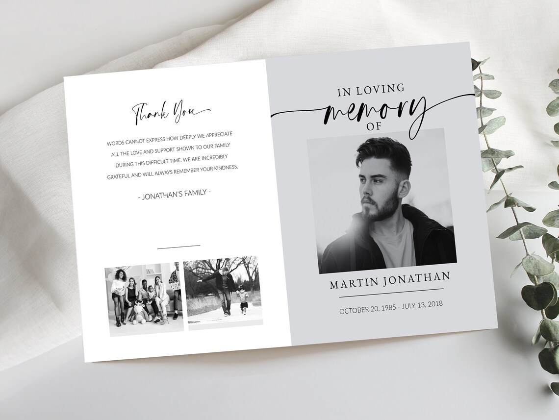 Bi-fold Letter Funeral Program Template Minimalist, Letter Funeral ...