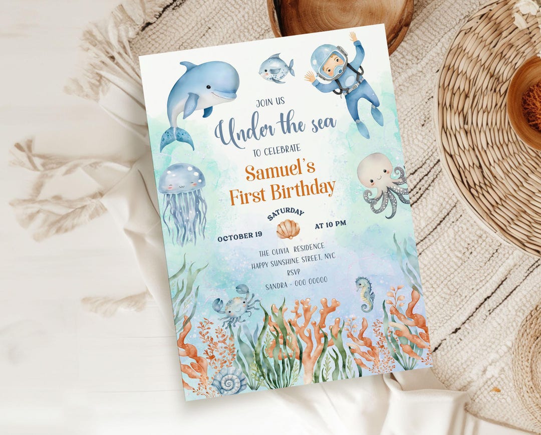 Under the Sea Invitation Editable Under the Sea Birthday Invite Sea ...