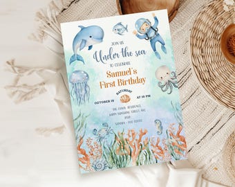 Under the Sea Invitation Editable Oneder the Sea Birthday Invite Sea ...