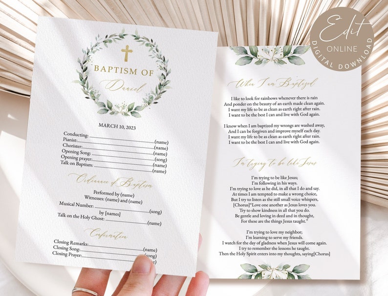 Baptism Program Template, Printable Baptism Program, Neutral Baptism ...