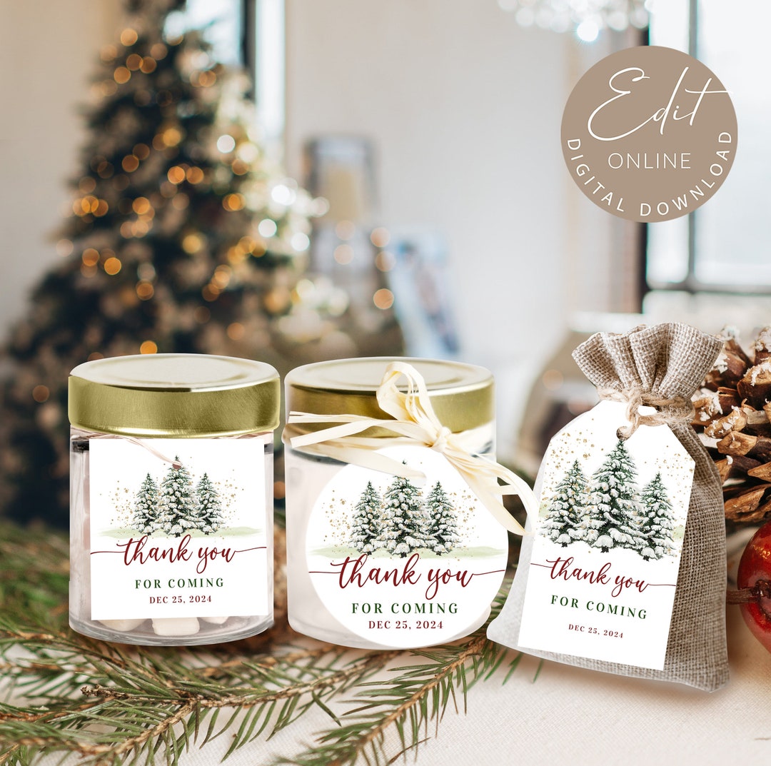 Editable Christmas Pine Favor Tag Template, Favor Tag Christmas Green ...