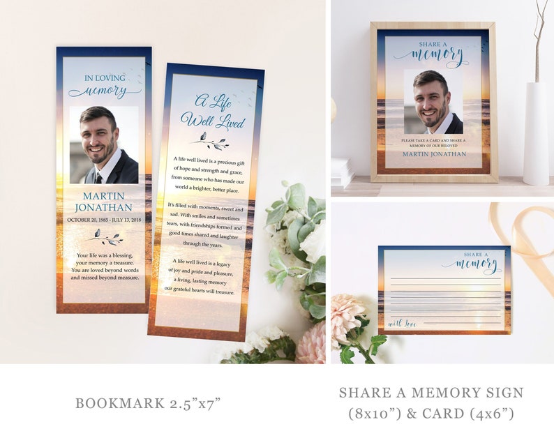 Sunset Beach Funeral Bundle Template Celebration of Life Bundle ...