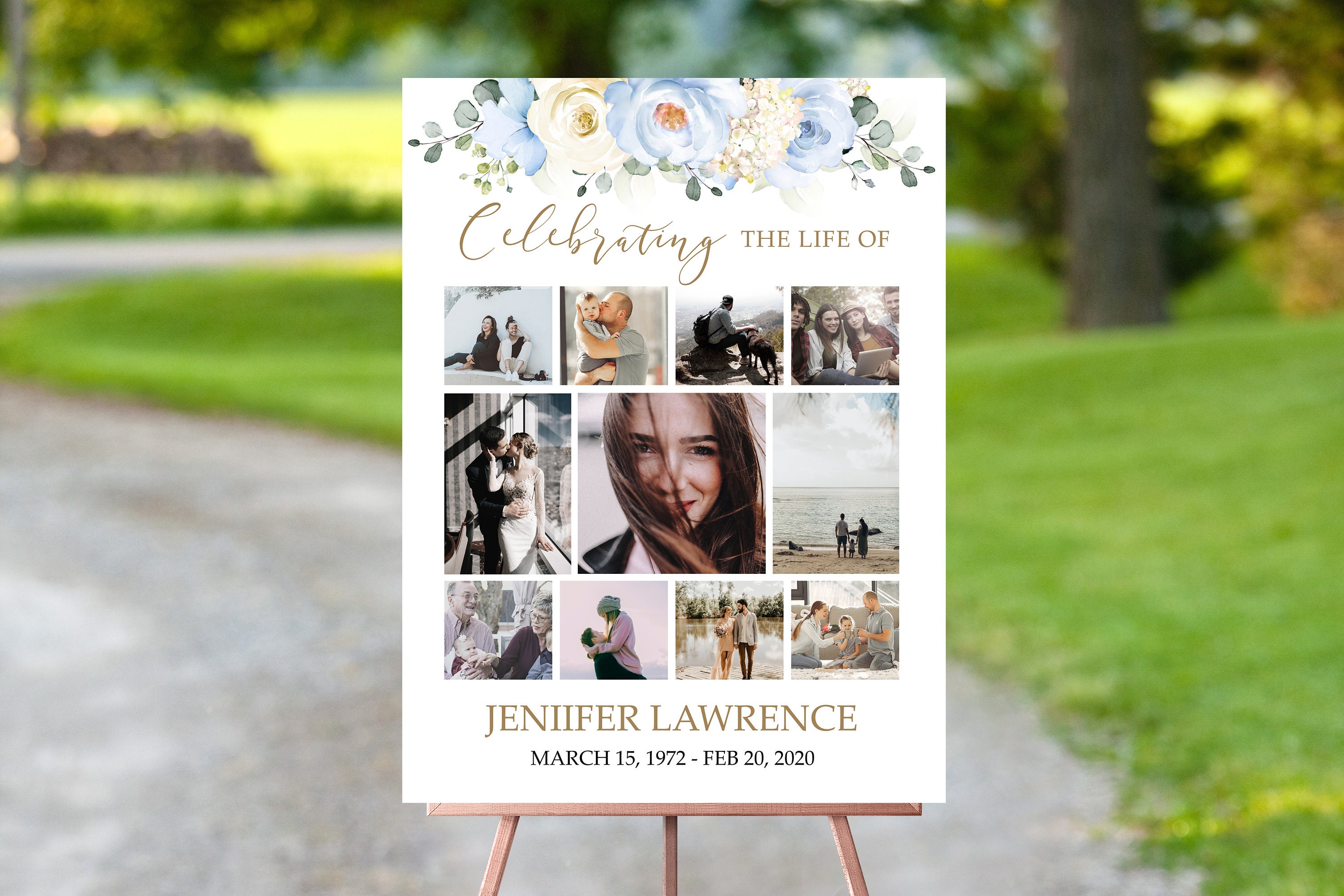 Editable Funeral Sign Template Editable Memorial Service Sign Dusty ...