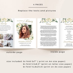 Editable Funeral Program Template, in Loving Memory Funeral, White Lily ...