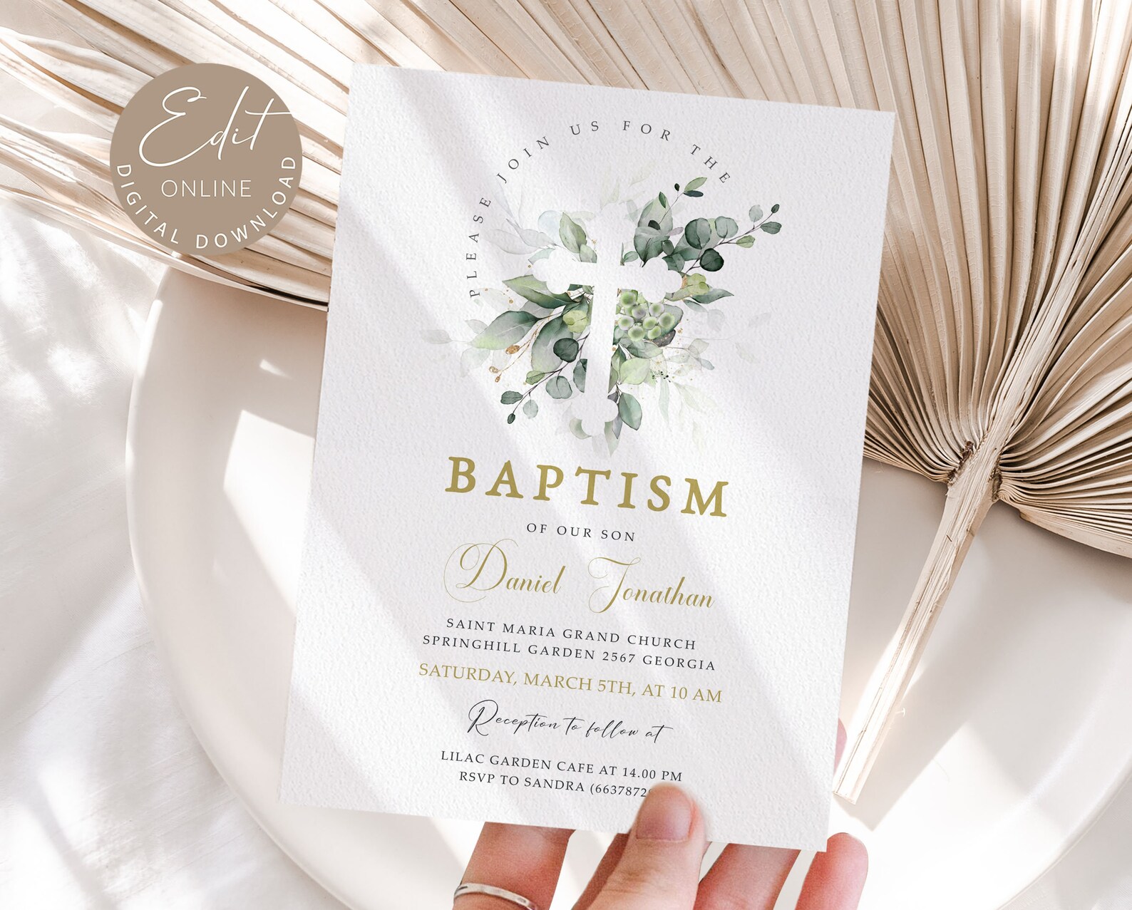 Baptism Invitation Template, Christening Invite, Printable Baptism ...