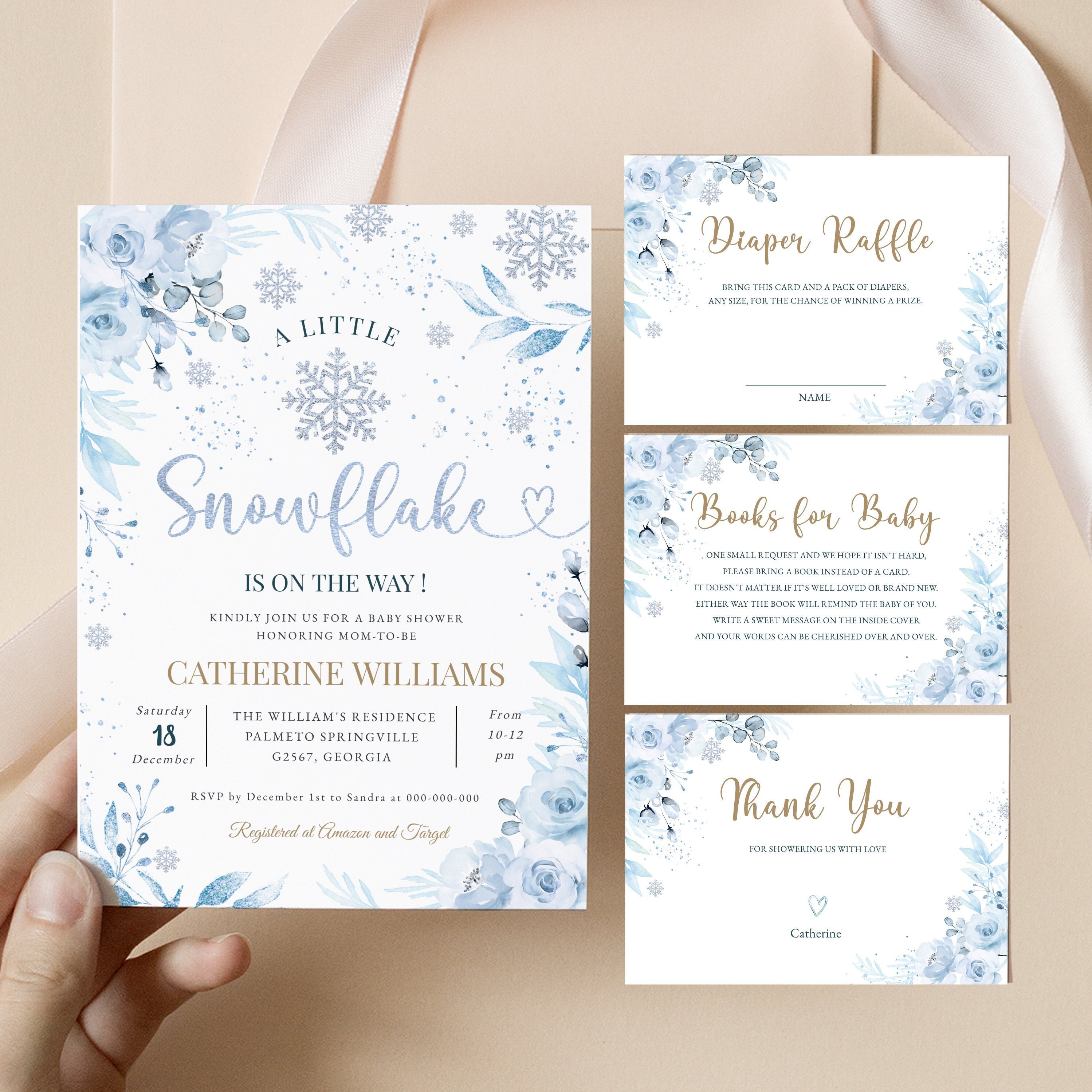 A Little Snowflake Baby Shower Invitation Template, Winter Invites ...