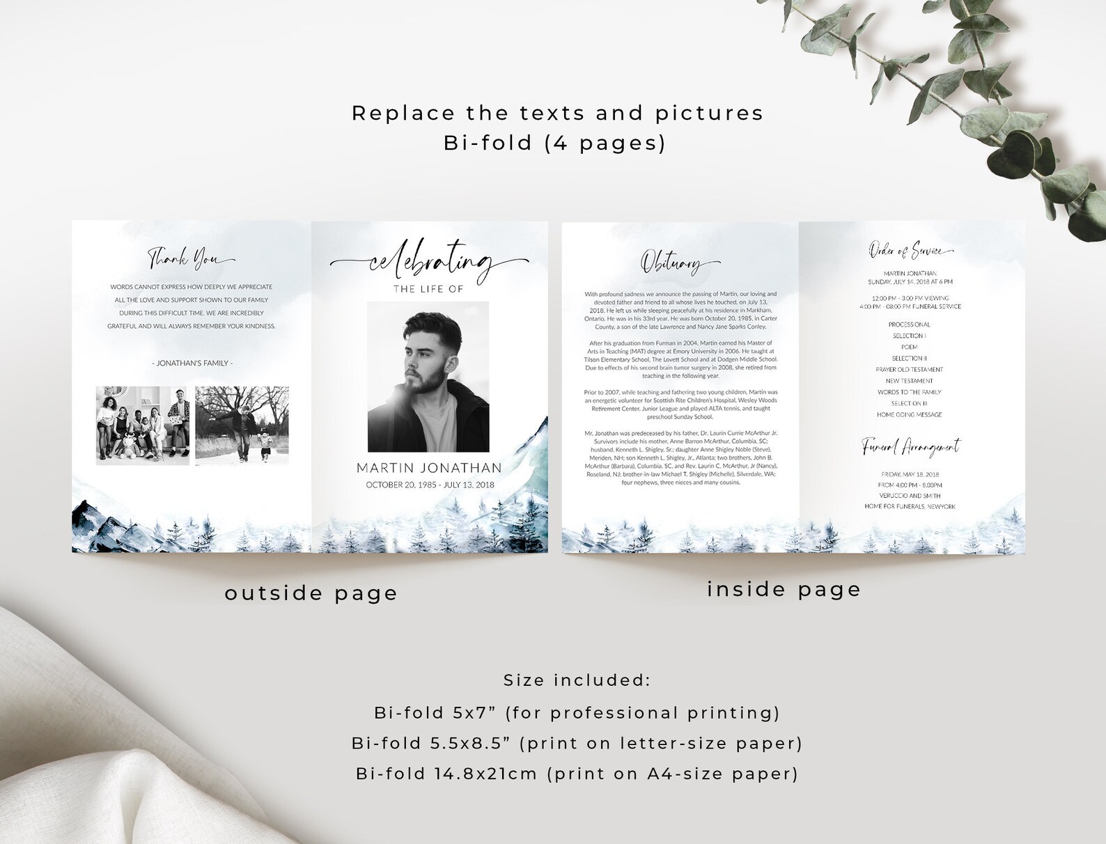 Funeral Programs Template, Obituary Template for Funeral, Memorial ...