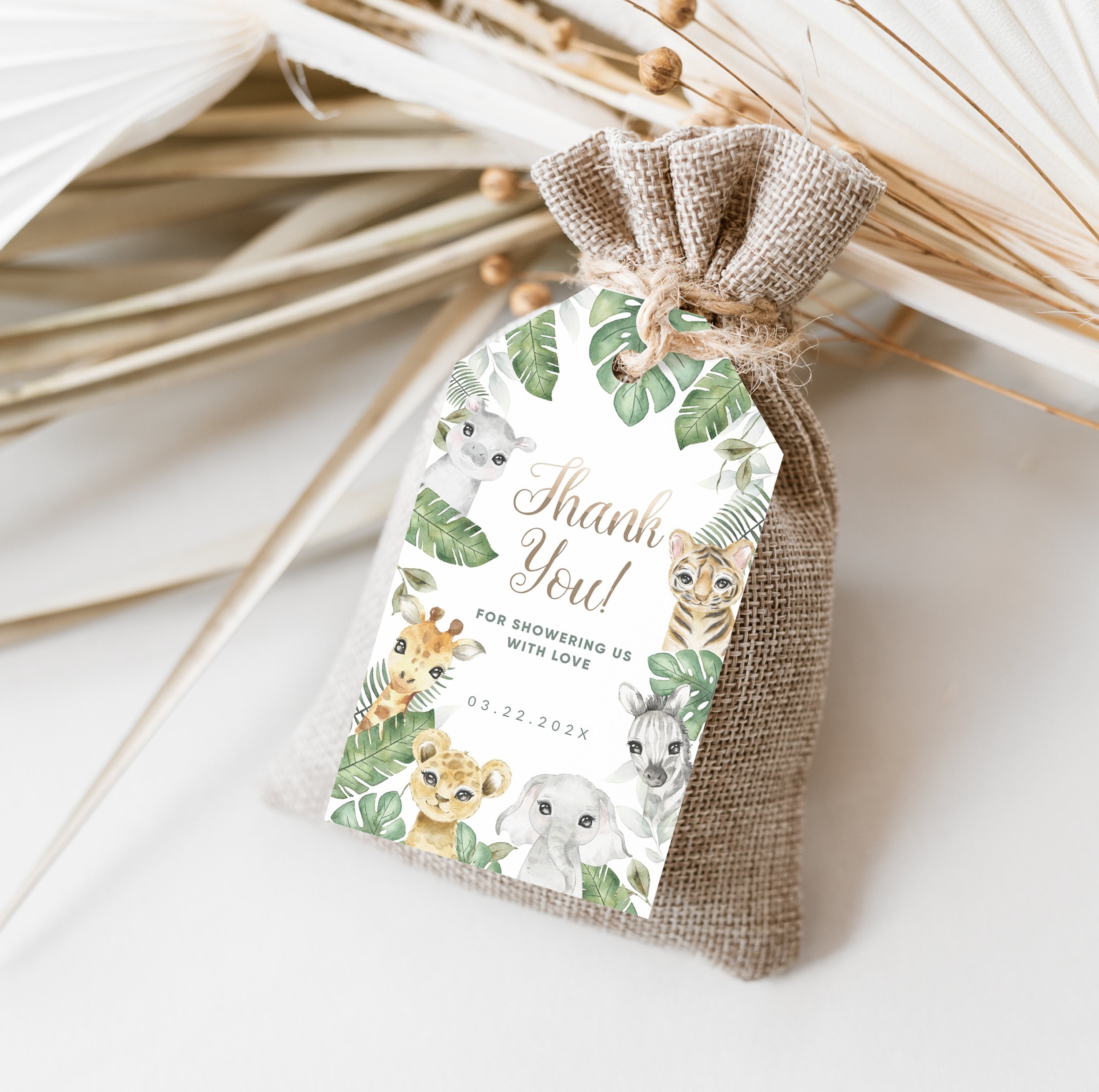 EDITABLE Safari Favor Tags, Boy Wild One Baby Shower Thank You Tags ...