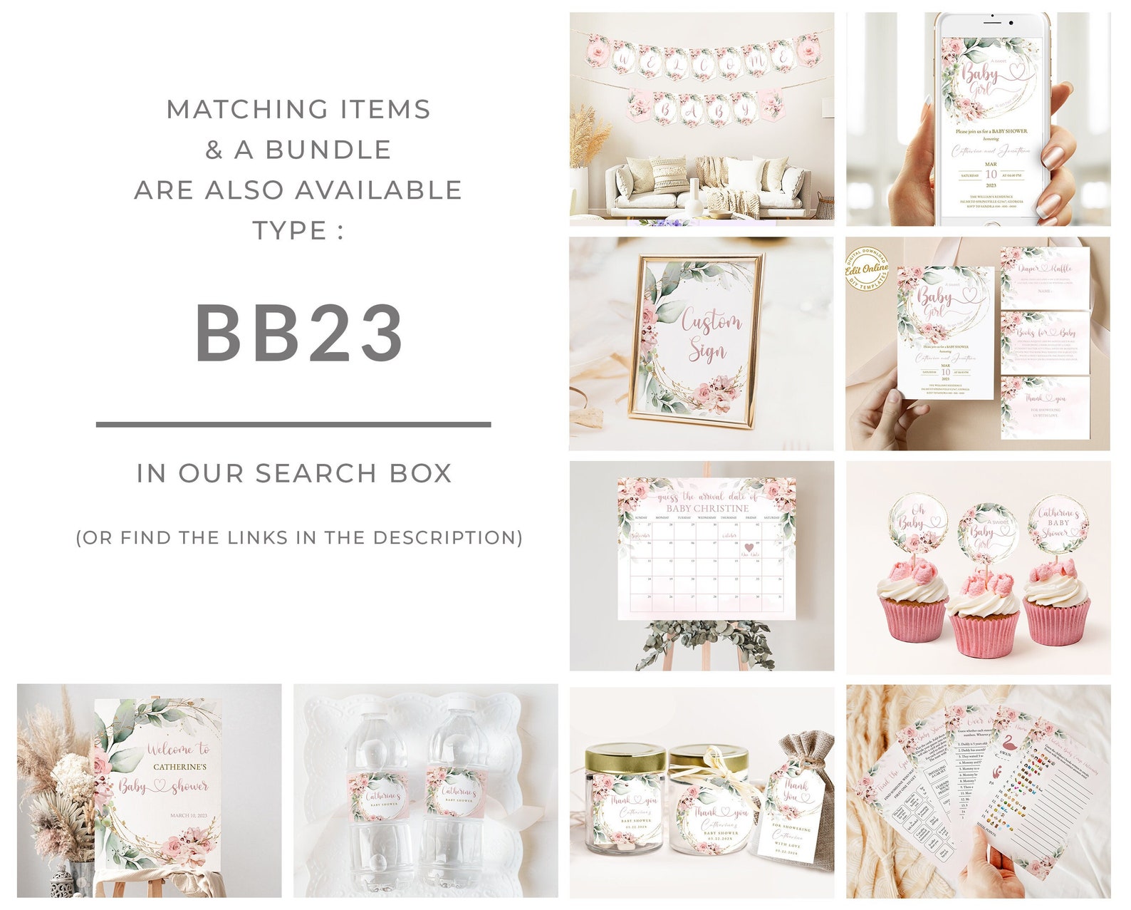 Editable Favor Tag Template, Blush Pink Round Tag Square Tag, Pink Girl ...