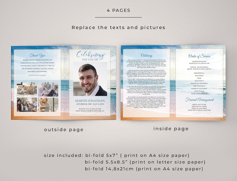 Editable Funeral Program Template, Celebration of Life, Funeral ...