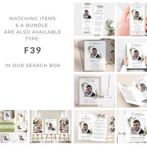 Funeral Welcome Sign Greenery Leaves, Memorial Sign Template for Men ...