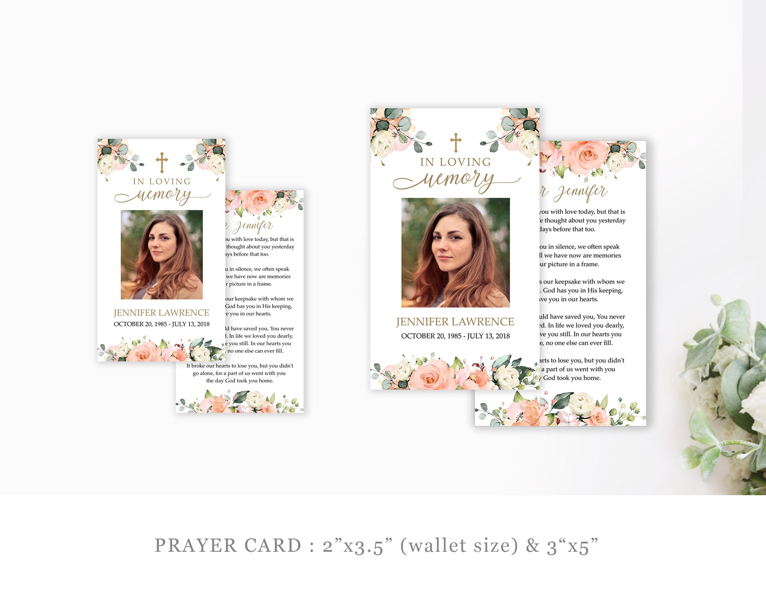 Editable Funeral Bundle Template Pink White Roses, Floral Celebration ...