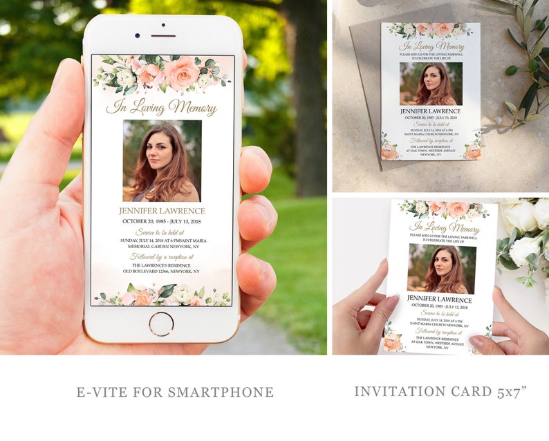 Editable Funeral Bundle Template Pink White Roses, Floral Celebration ...