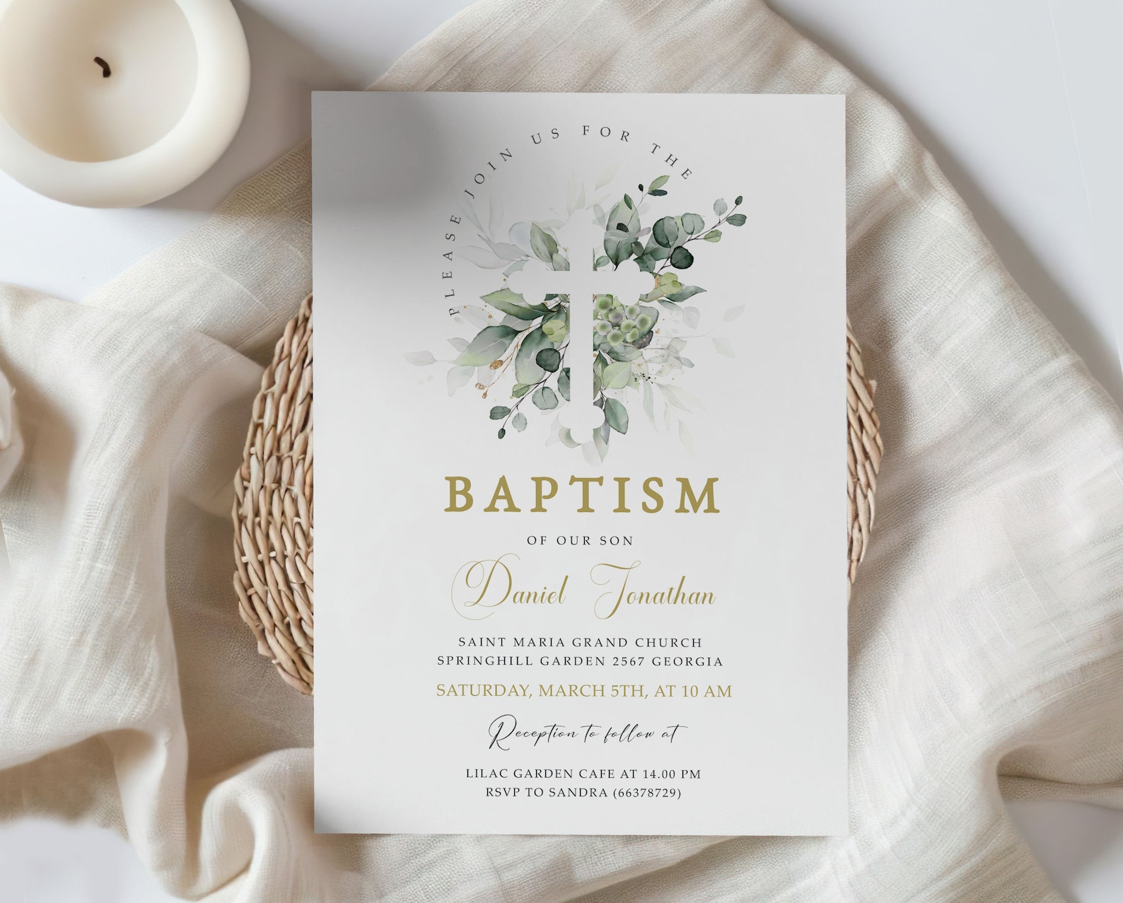 Baptism Invitation Template, Christening Invite, Printable Baptism ...