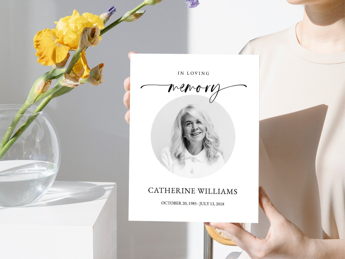 Modern Elegant Editable Funeral Program Modern Elegant Memorial Service ...