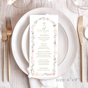 First Holy Communion Menu Template, First Communion Dinner Menu, Rustic ...