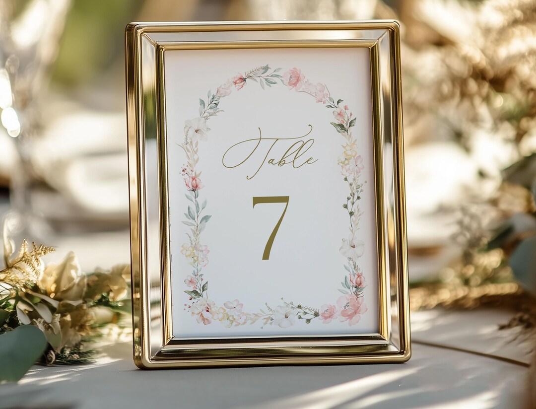 Girls First Holy Communion Table Number Template, Rustic Pink Floral ...