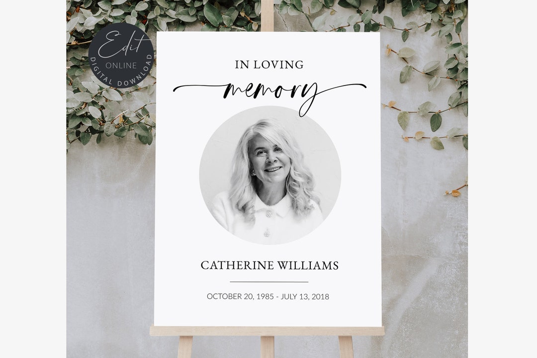 Editable Funeral Welcome Sign - Celebration of Life Decoration - in ...