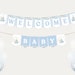 Baby Shower Pennant Banner Template Dusty Blue Rose, Baby Shower ...