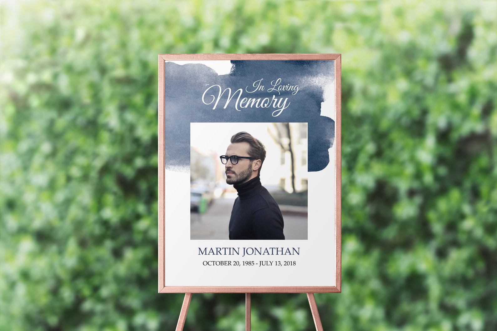 Editable Funeral Sign Template Blue Watercolor Funeral Sign Template ...