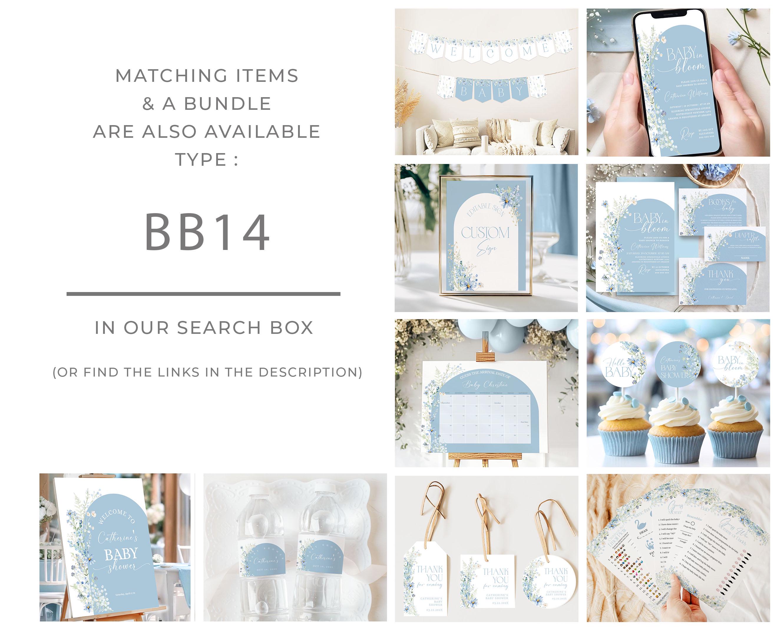 Blue Floral Baby Shower Invitation • Wildflower Theme • Gender Neutral ...