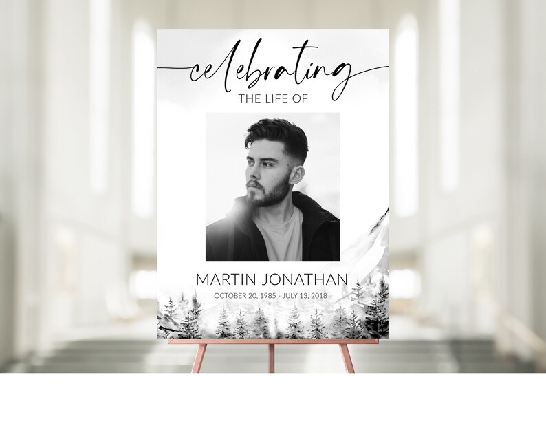 Funeral Bundle Template Modern Mountain for Men and Women Nature ...