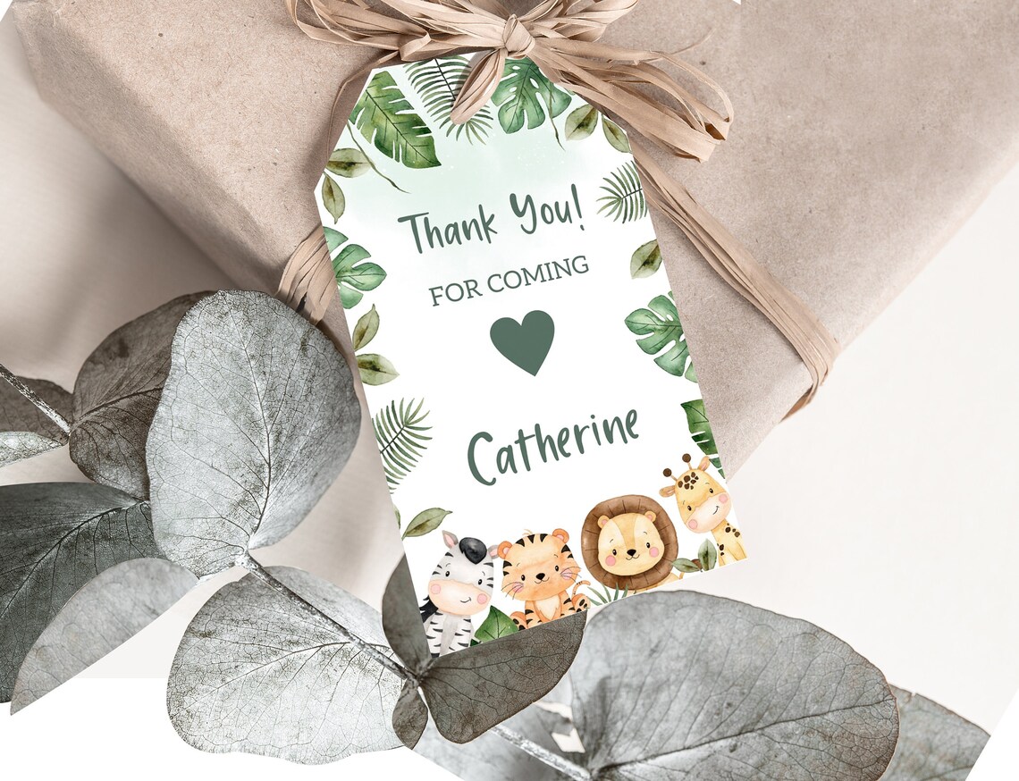 EDITABLE Safari Favor Tags, Boy Wild One Baby Shower Thank You Tags ...