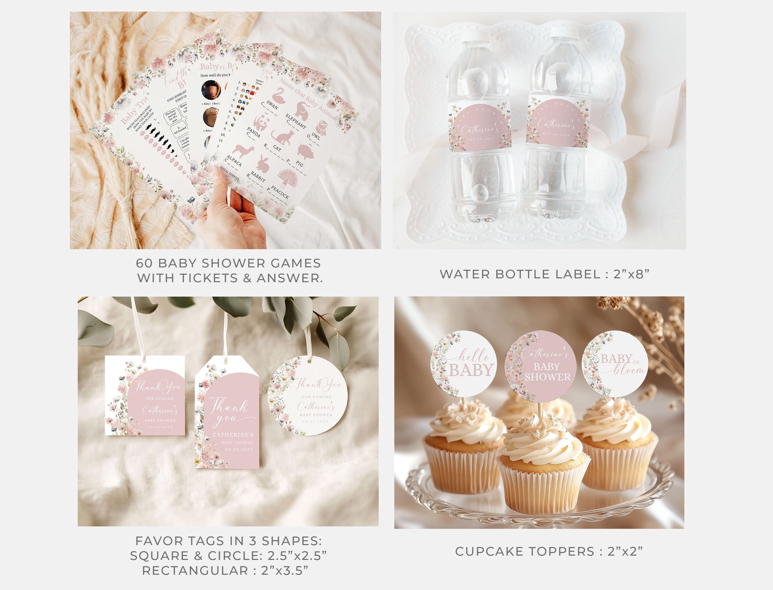 Editable Baby in Bloom Baby Shower Invitation Bundle Printable, Wildflower Baby Shower ...