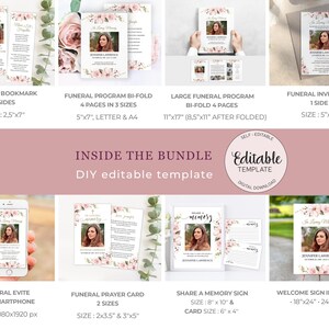 Funeral Templates Bundle, in Loving Memory Suite, Editable Celebration ...