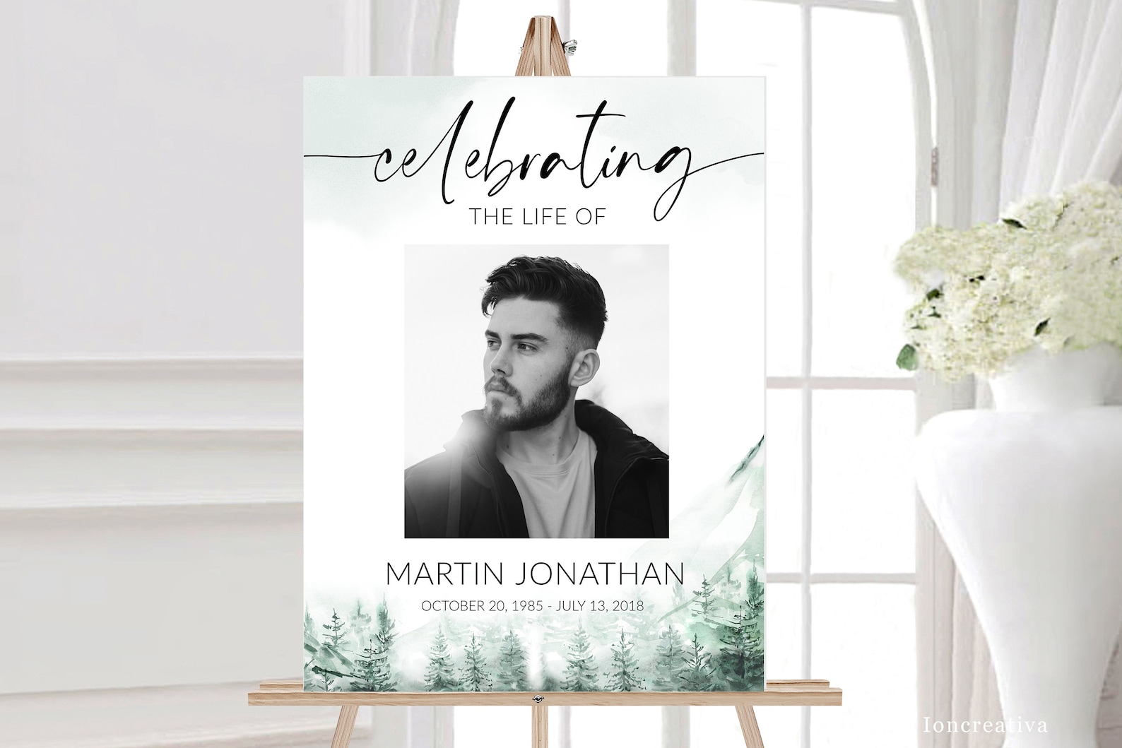 Editable Funeral Welcome Sign Memorial Sign Template Green Mountain ...