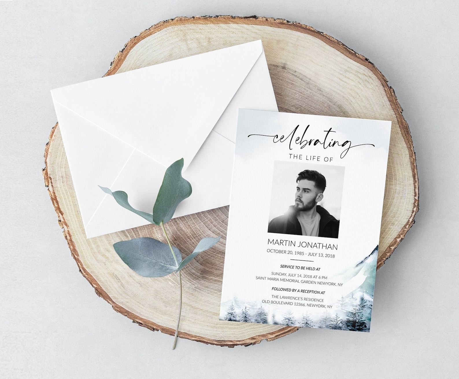 Editable Funeral Invitation Card Template Blue Mountain Funeral ...
