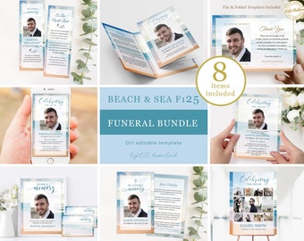 Sunset Beach Funeral Bundle Template Celebration of Life Bundle ...
