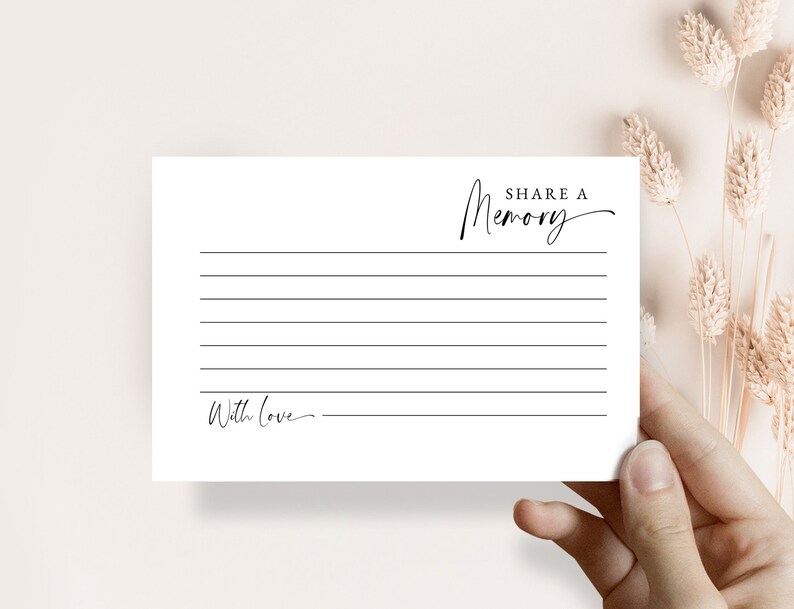 Editable Minimalist Funeral Share A Memory Cards & Sign Funeral Memory ...