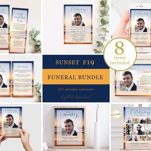 Sunset Beach Funeral Bundle Template Celebration of Life Bundle ...