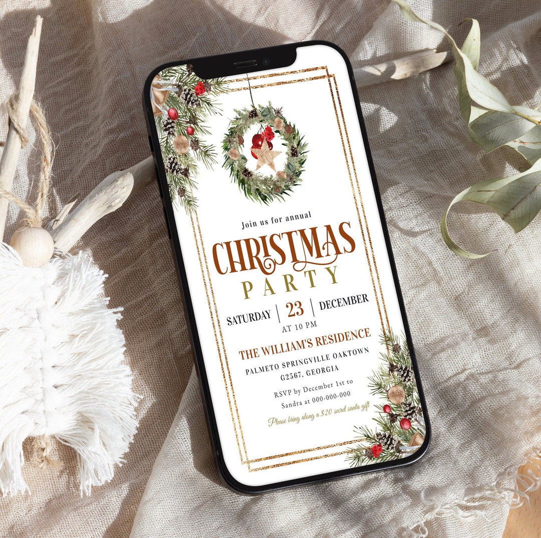 Christmas Party Invitation, Digital Christmas Invite Electronic ...