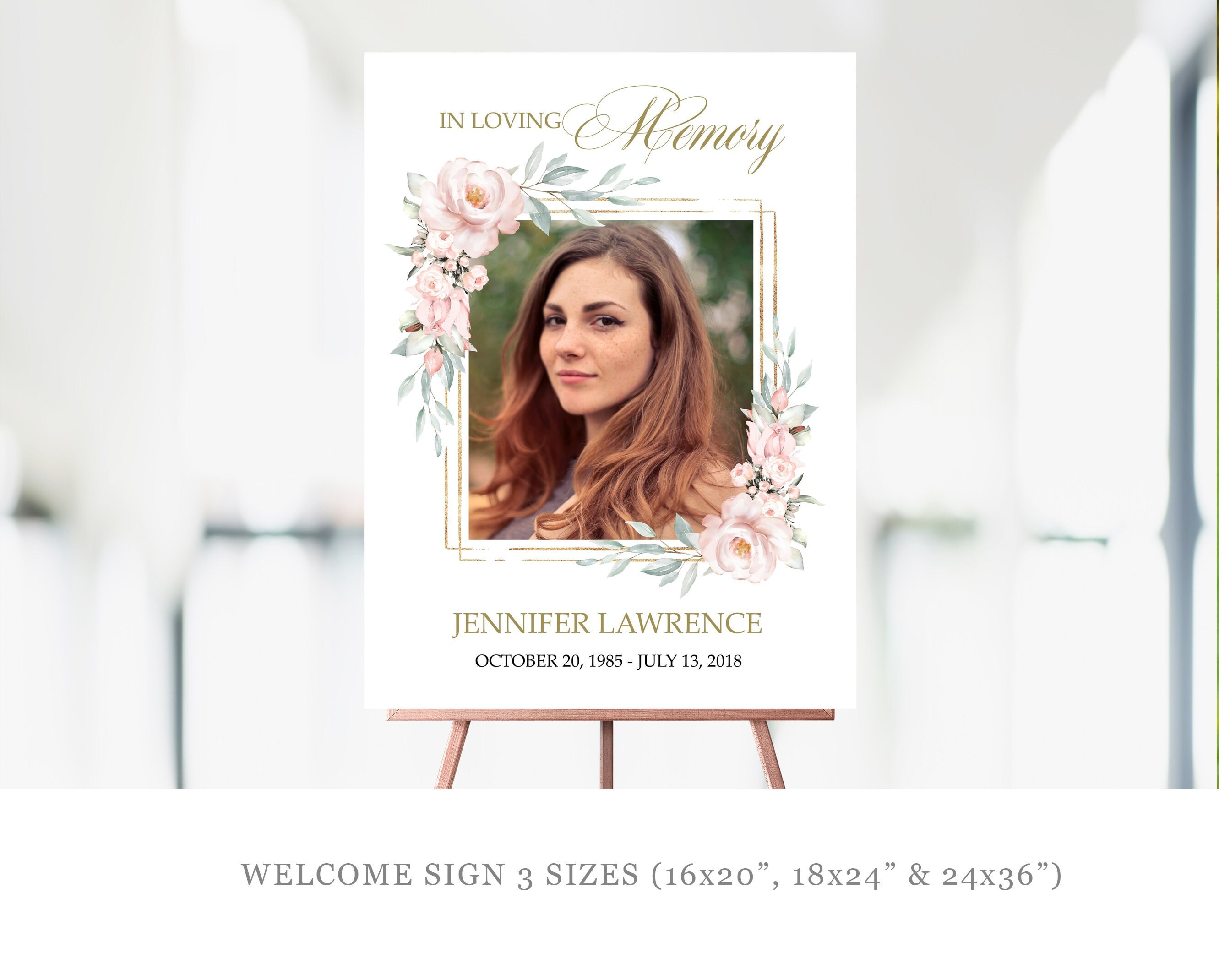 Pink Roses Funeral Bundle Template Floral Celebration of Life Bundle ...