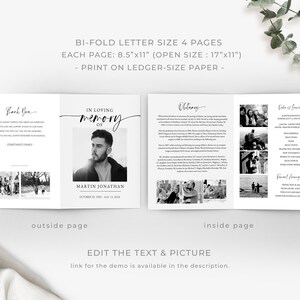 Bi-fold Letter Funeral Program Template Minimalist, Letter Funeral ...