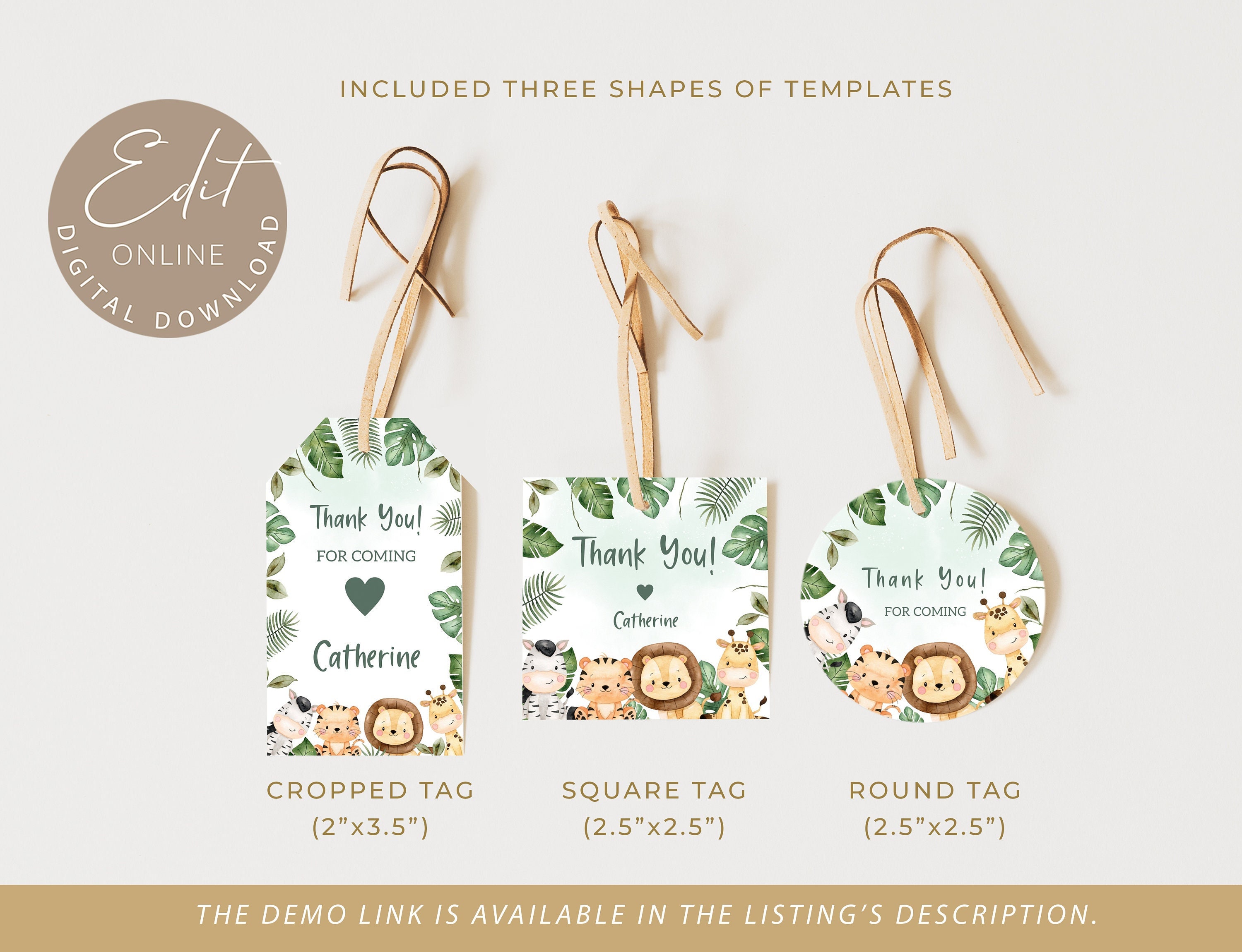 EDITABLE Safari Favor Tags, Boy Wild One Baby Shower Thank You Tags ...
