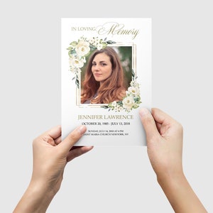 Editable Funeral Program Template, in Loving Memory Funeral, White Lily ...