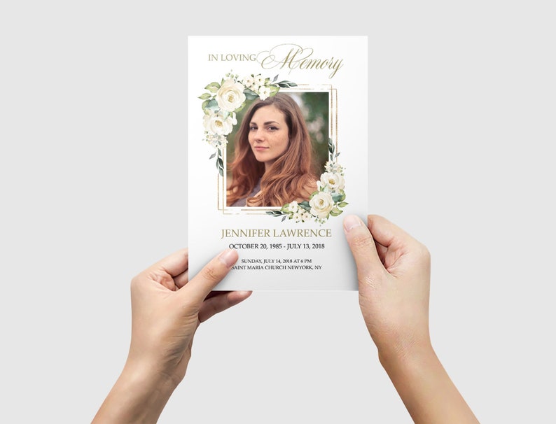 Editable Funeral Program Template, in Loving Memory Funeral, White Lily ...