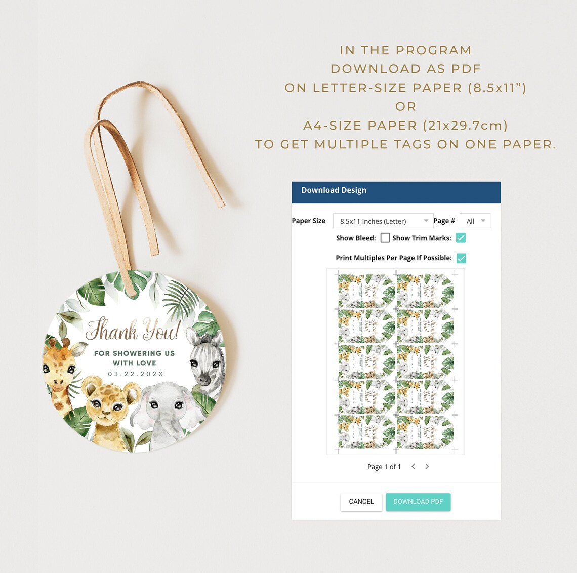 EDITABLE Safari Favor Tags, Boy Wild One Baby Shower Thank You Tags ...