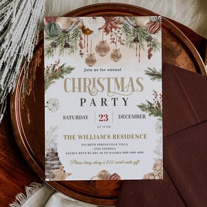 Editable Boho Christmas Party Invitation Christmas Party Invite ...