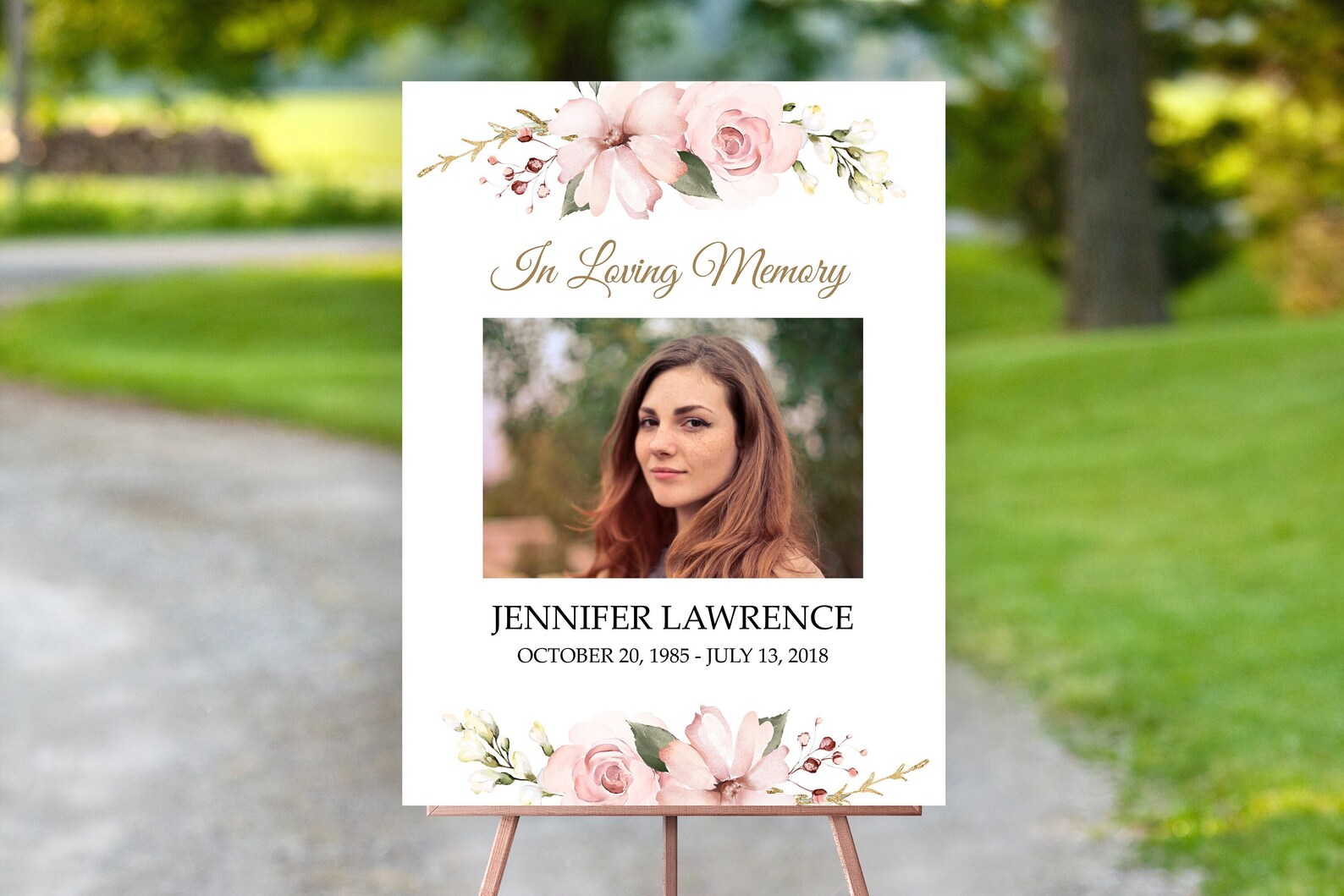 Editable Funeral Sign Pink Dusty Blush Rose Template, Memorial Service ...