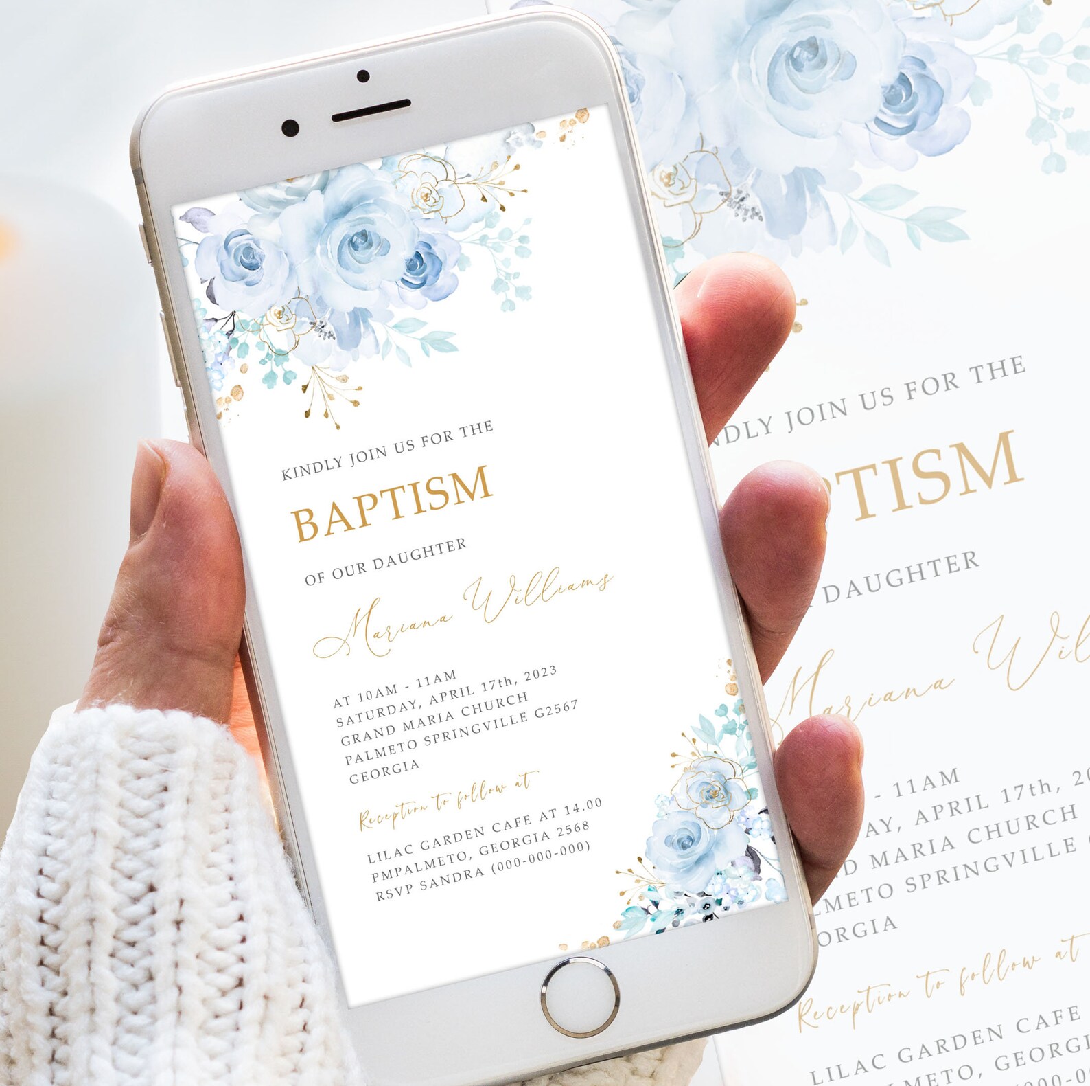 Boy BAPTISM Invitation, First Communion Invitation Template, Baby Blue ...