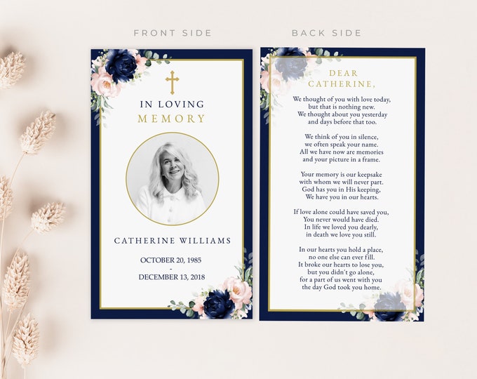 Purple Floral Funeral Prayer Card Template (digital Download) - Etsy Canada