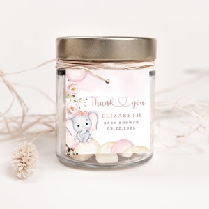 Editable Elephant Baby Shower Favors Pink Thank You Tag Printable ...