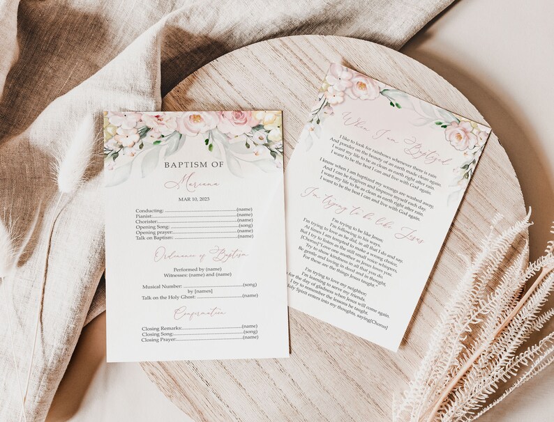 Baptism Program Template, Printable Baptism Program, Pink Baptism ...