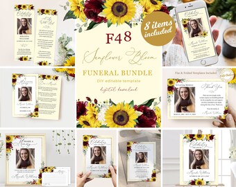 Sunset Beach Funeral Bundle Template Celebration of Life Bundle ...