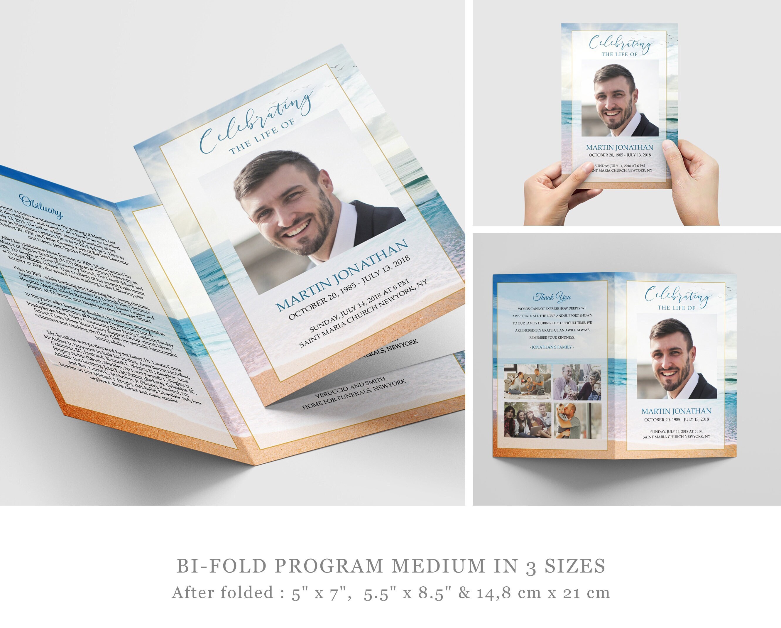 Editable Funeral Bundle Template Sea Beach, Celebration of Life Bundle ...